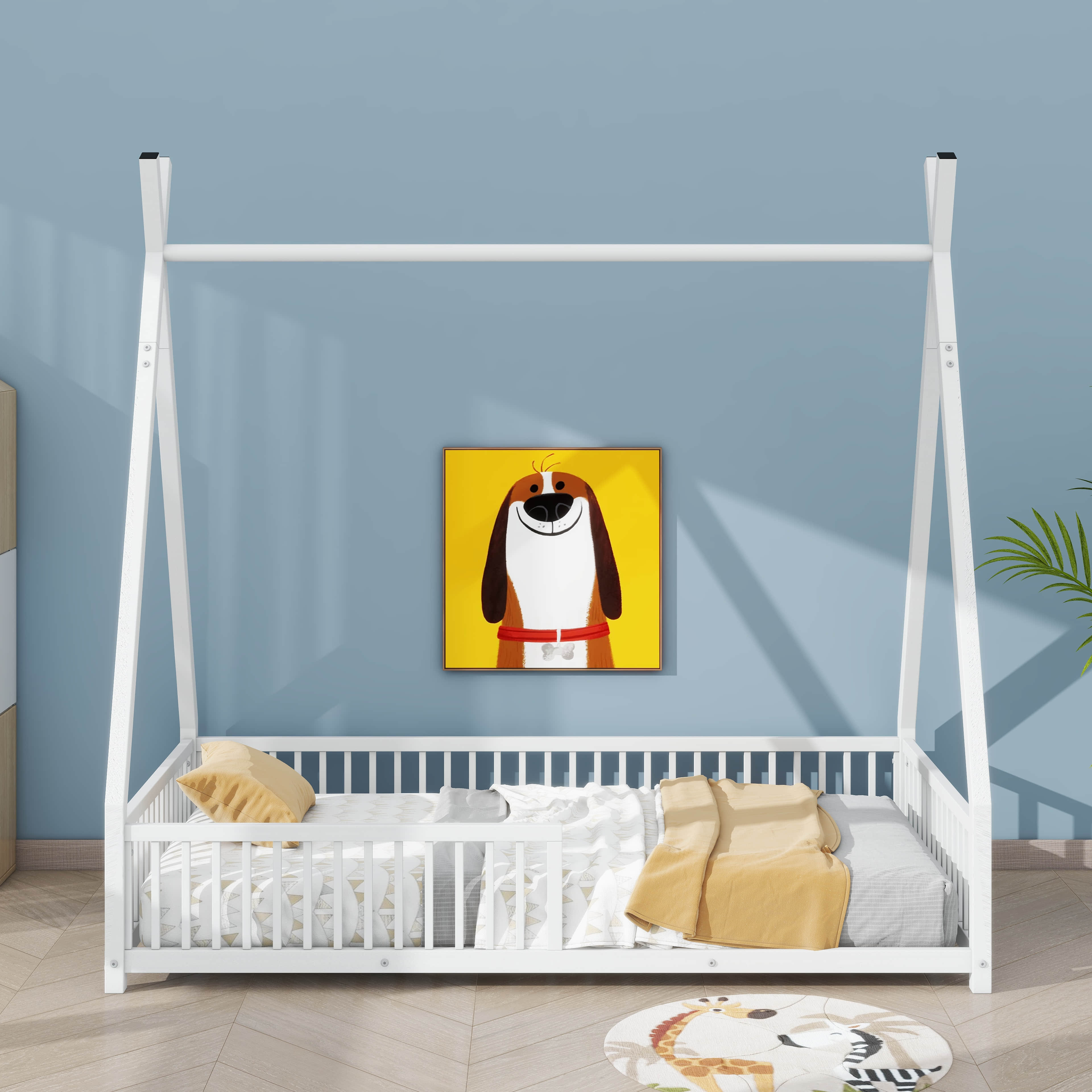 Redwood Rover A Twin-Sized Platform Bed Designed In A Metal House-Style ...