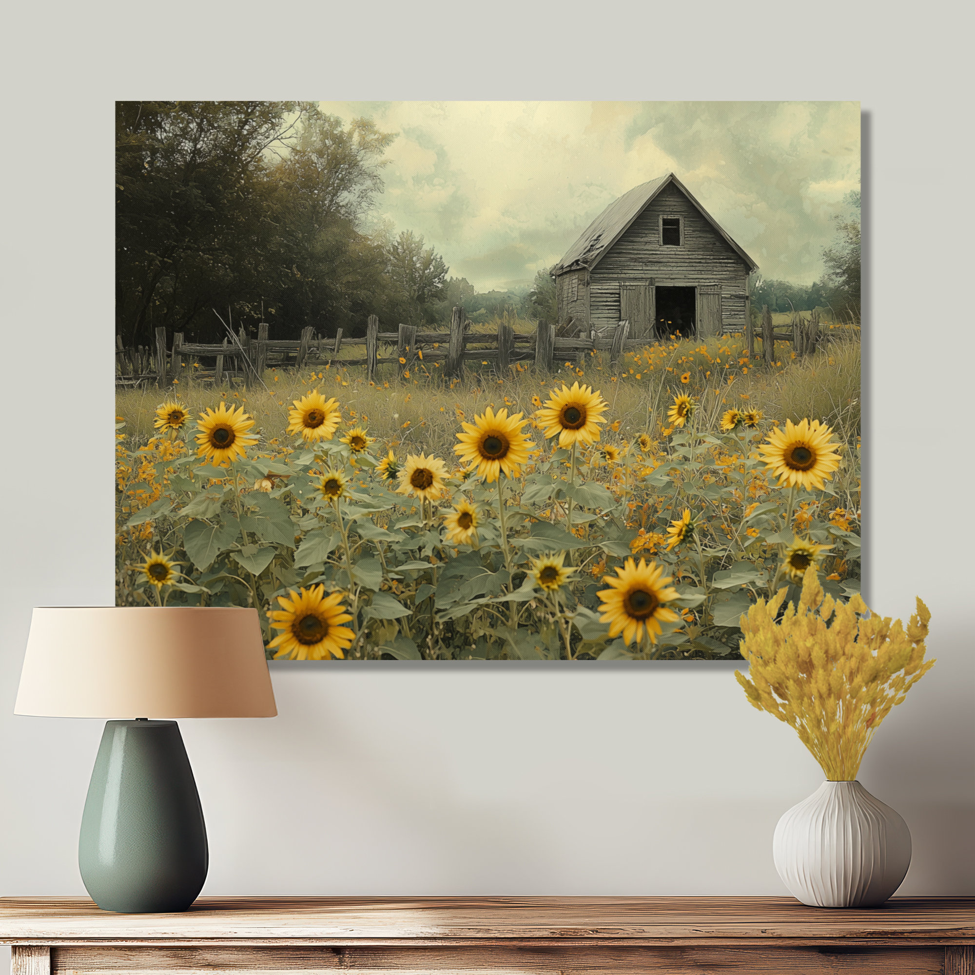Gracie Oaks Crantor Sunflowers By The Tool Shed - Sunflowers Canvas ...