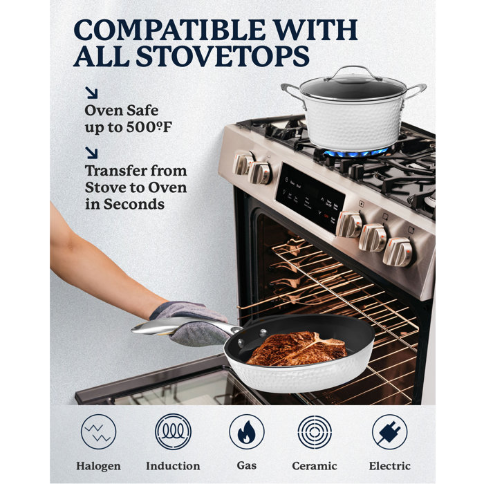 Granitestone Charleston Collection Hammered White 15 Piece Nonstick ...