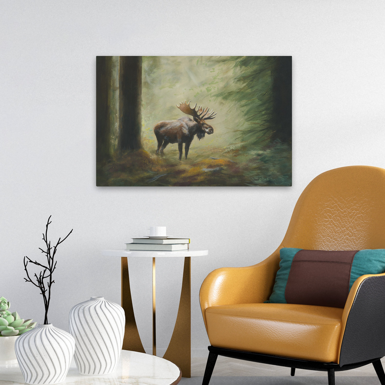 Millwood Pines Moose In The Clearing - Contemporary Landscape Forest ...