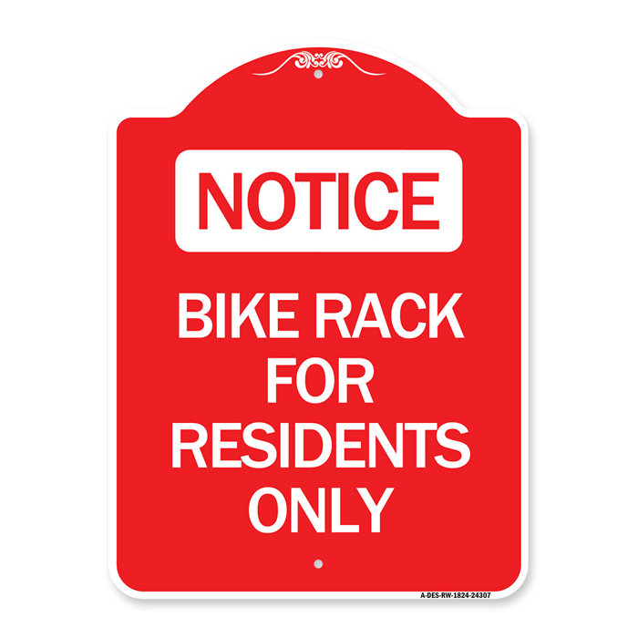 Signmission Designer Series Sign - Bike Rack For Residents Only/24307 ...