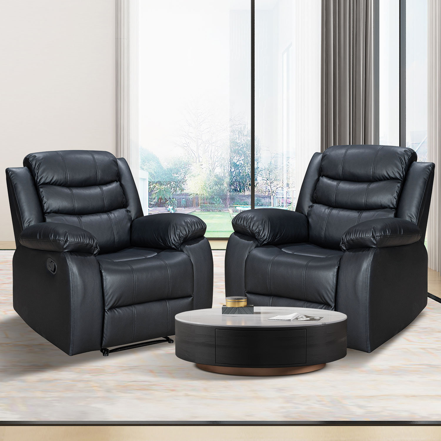 Latitude Run® Lacreta Humes Air Leather Recliners Living Room Set Of 2 ...