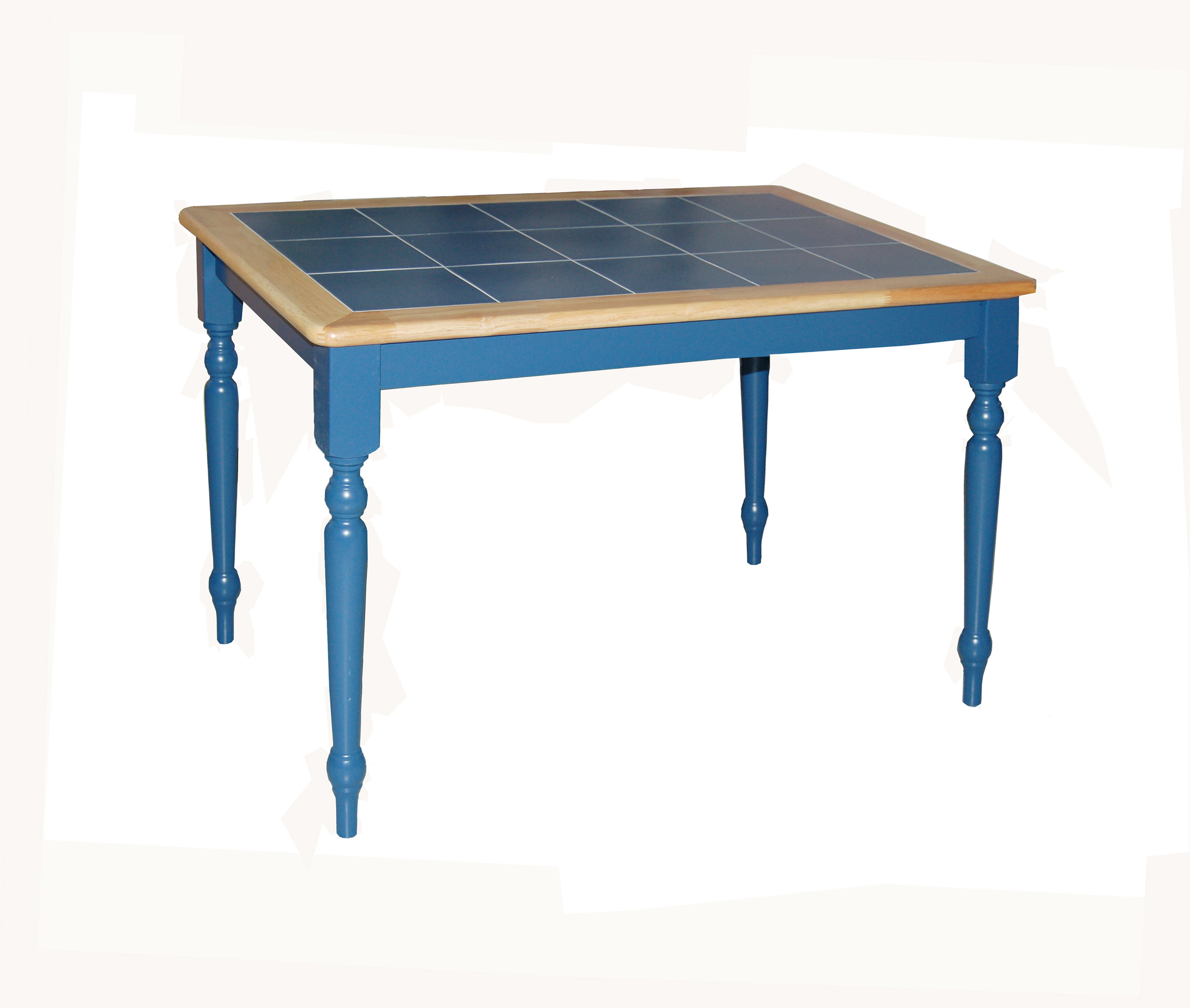 Charlton Home® Dailany Tile Top Dining Table in Blue and Natural | Wayfair