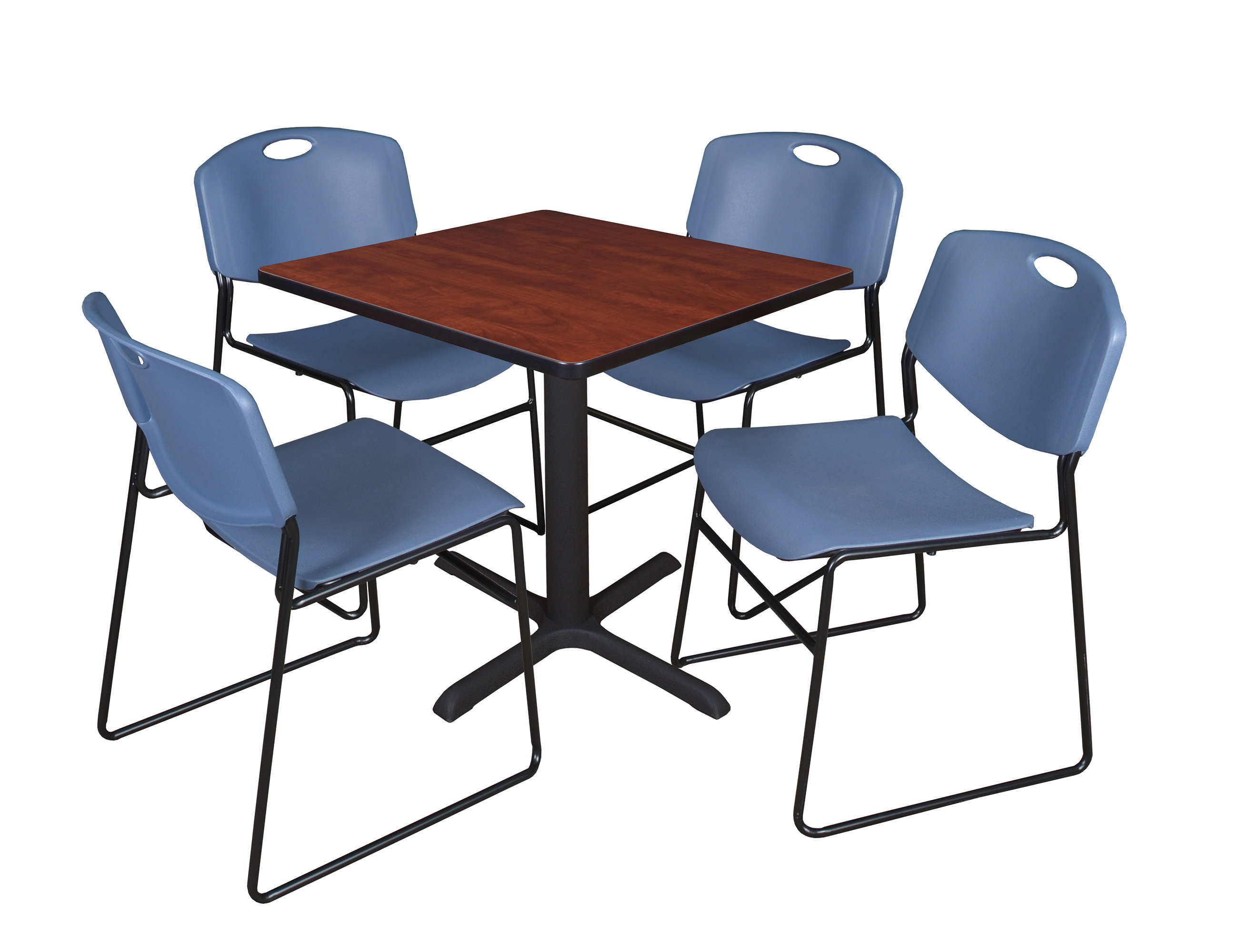 Symple Stuff Cain Square X-Base Breakroom Table & 4 Zeng Stack Chairs ...