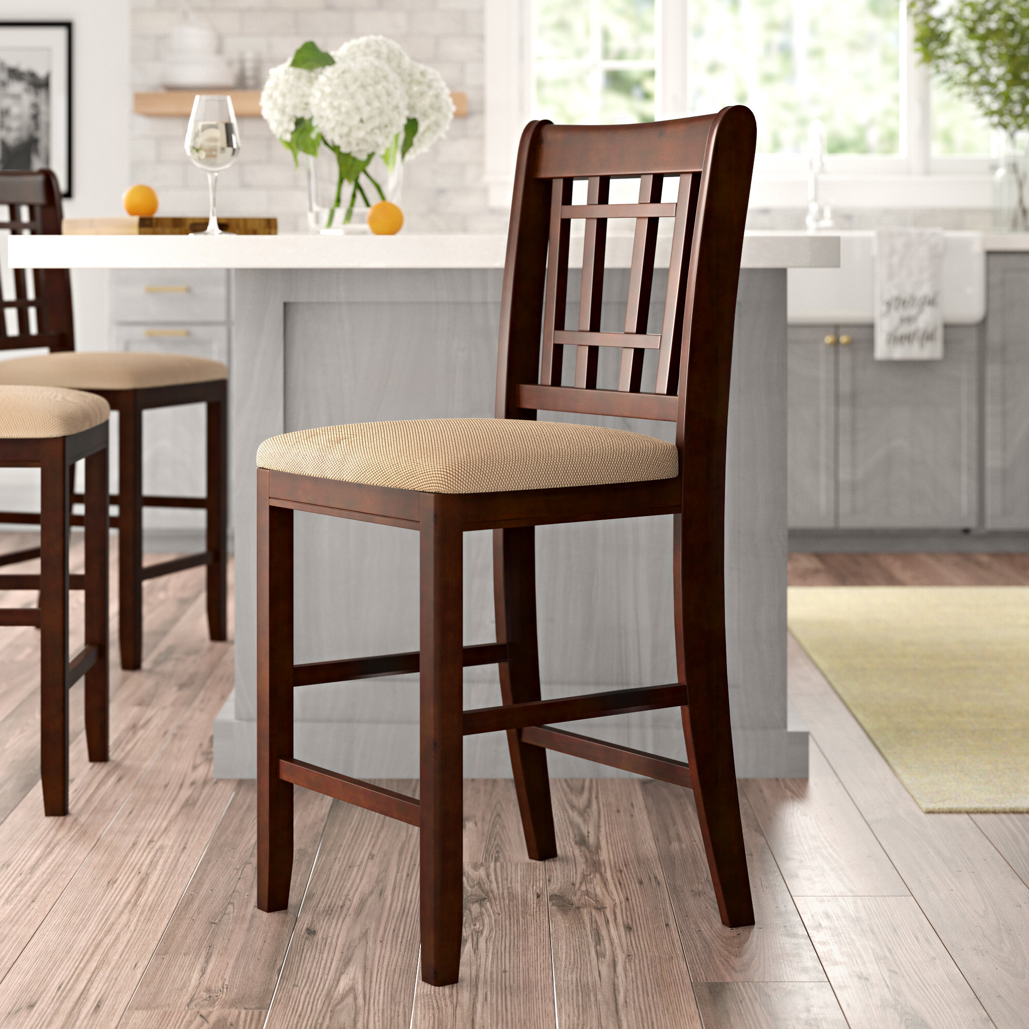 Charlton Home® Georgenia Armless Counter Height Solid Wood Dining Chair ...