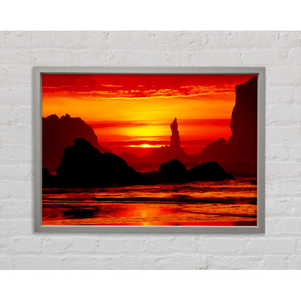 Highland Dunes Orange Ocean Monuments Framed Print | Wayfair.co.uk