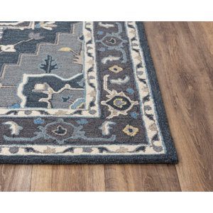 Bungalow Rose Handmade Wool Blue Rug & Reviews | Wayfair