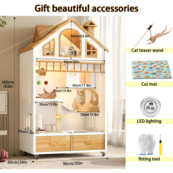 HTOCINQ Luxury Cat Villa For Multi-cat Households: Extra Large Indoor ...