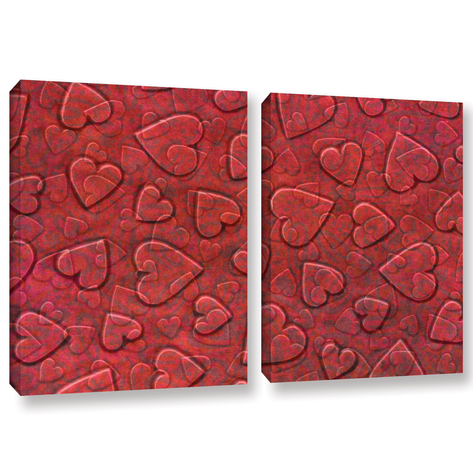 Zoomie Kids Large Heart Mixed Pattern 2 Piece Canvas Art - Wayfair Canada