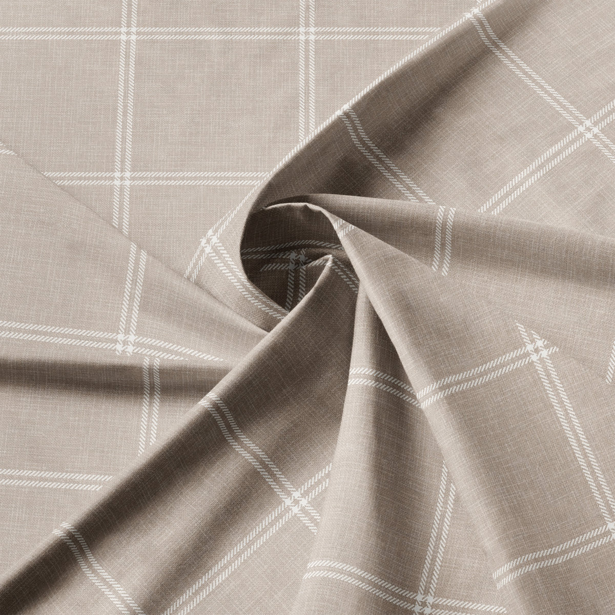 6ix Tailors Fine Linens Shay Window Pane Natural Cotton Rod Pocket ...