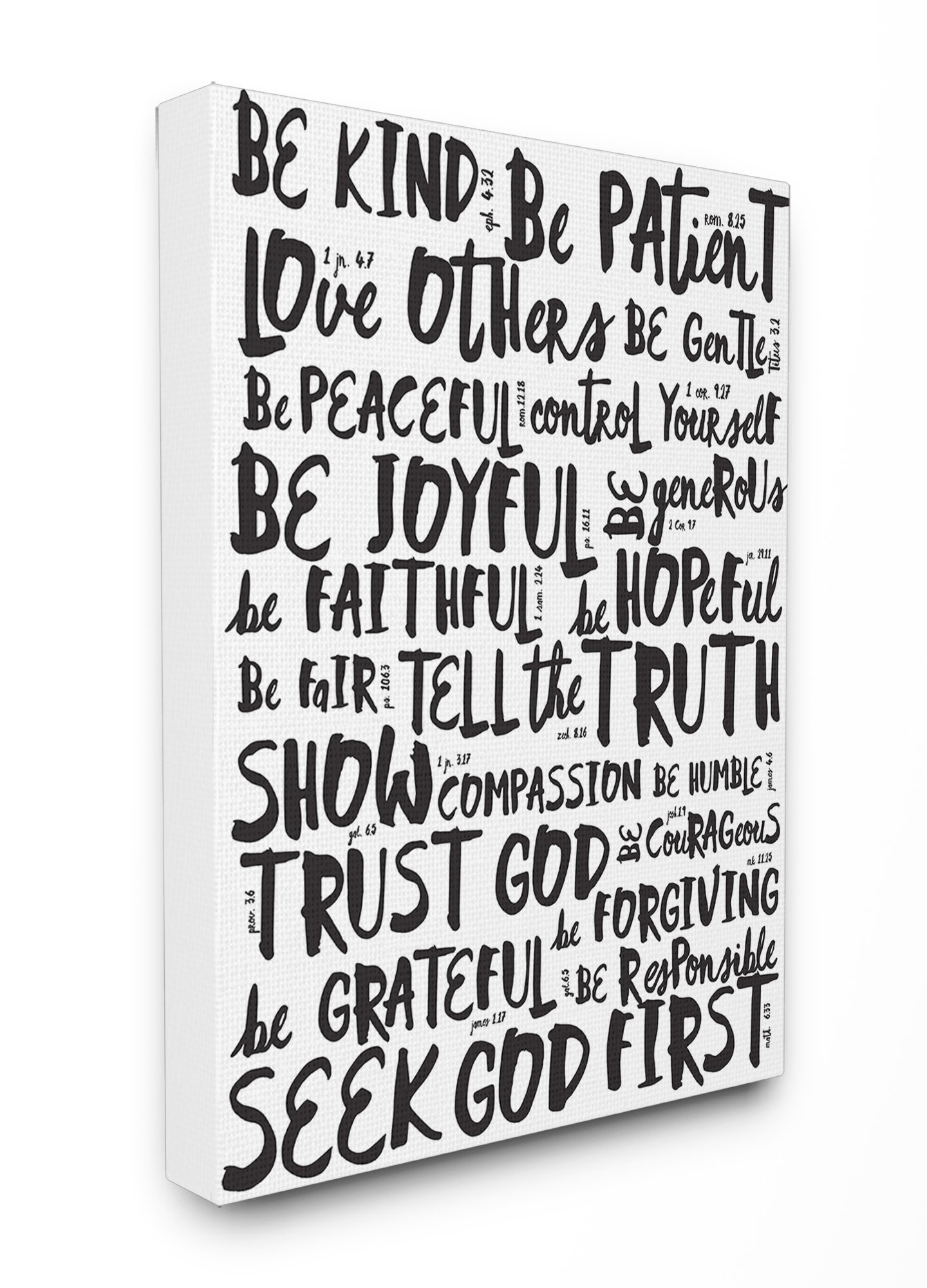 Ebern Designs " Virtues Black And White " on Canvas & Reviews | Wayfair