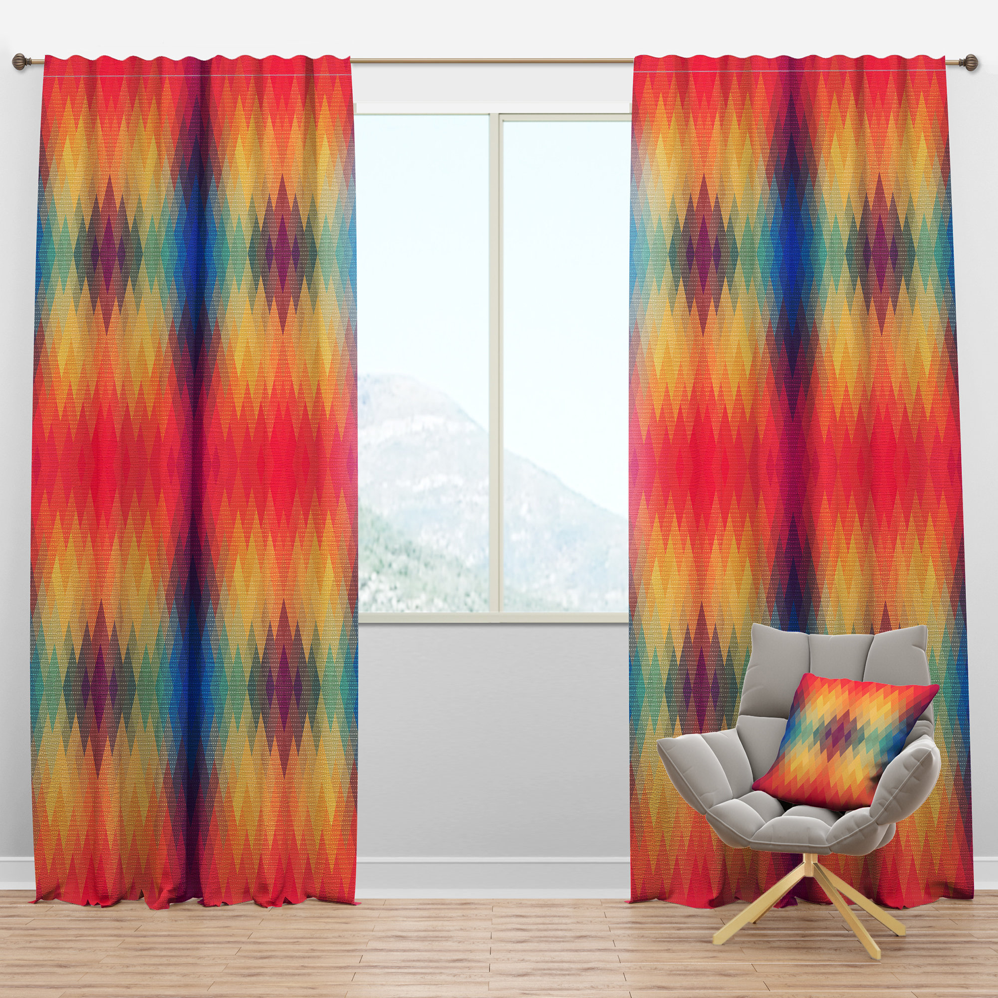 Design Art Colorful Geometric Pattern - Modern Curtain - Velvet Room ...