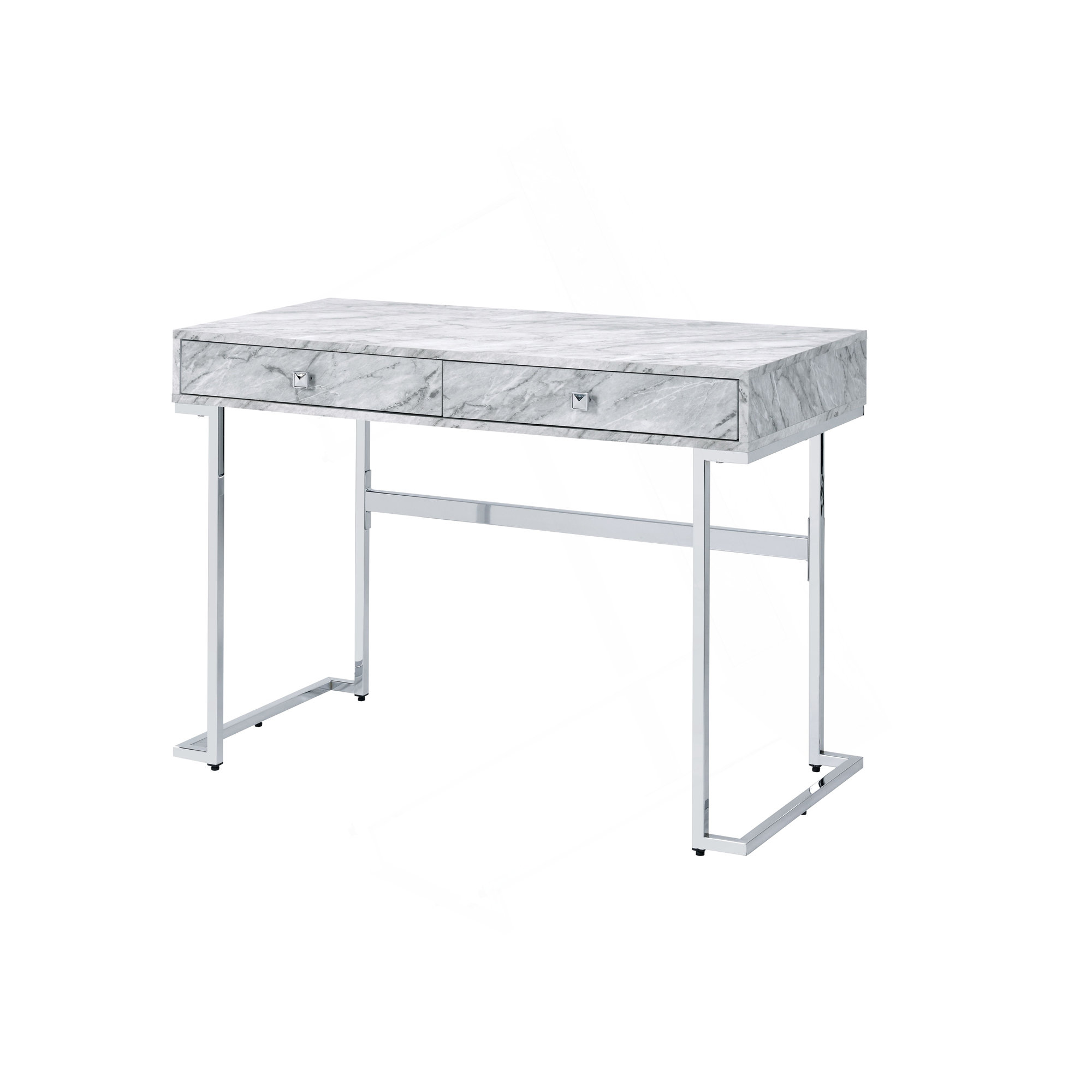 Brayden Studio® Sophisticated Chrome-Finished Writing Desk With Faux ...