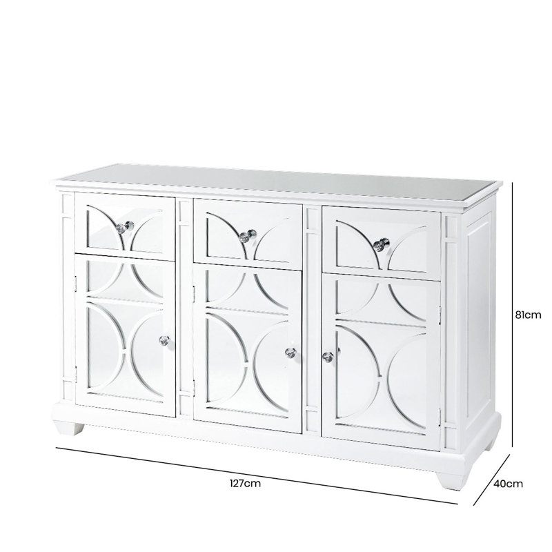 Mercer41 Violetta 40cm Wide Sideboard, 3 Drawer Wooden Buffet Cabinet ...