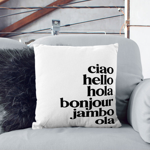 East Urban Home Language Of Hello Typography Square Scatter Cushion ...