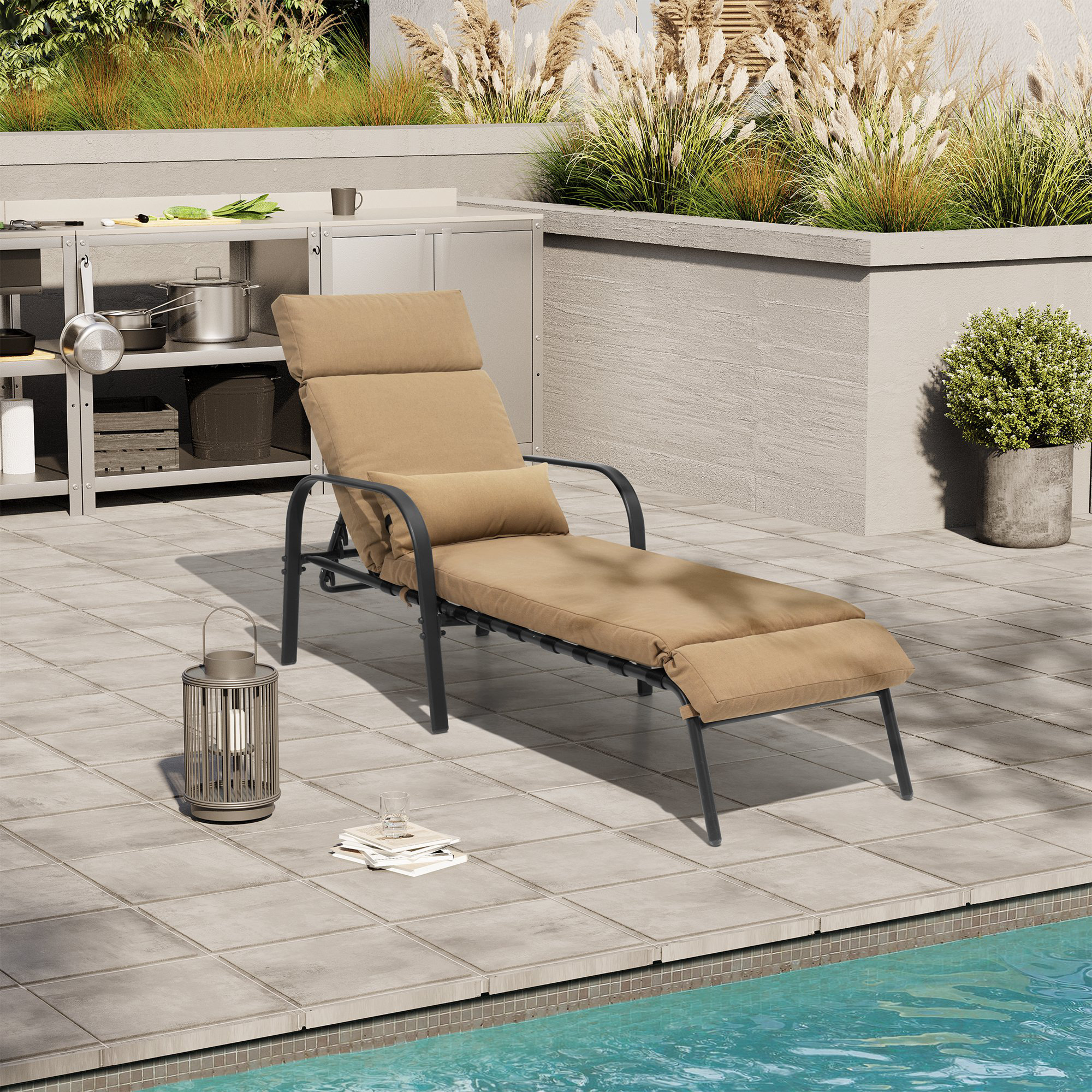 Lark Manor Antrea 60" Long Reclining Single Chaise with Cushions ...