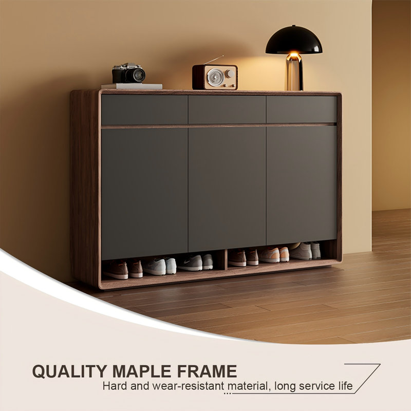 Coxambrey 59.06" Brown and Black Solid wood Maple Shoe Storage | Wayfair