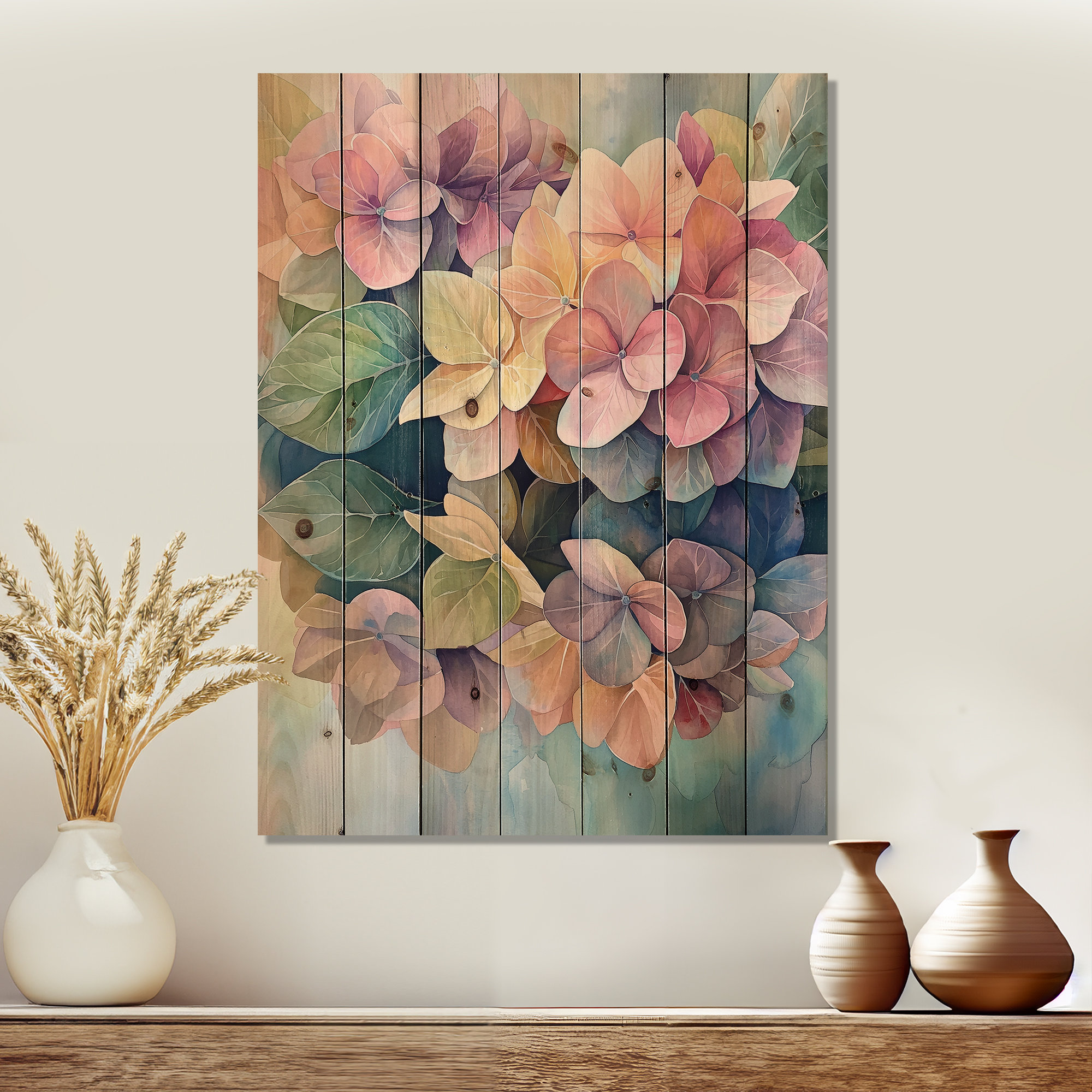 Ophelia & Co. Abstract Hydrangea Summer Reflection I - Hydrangea Wood ...