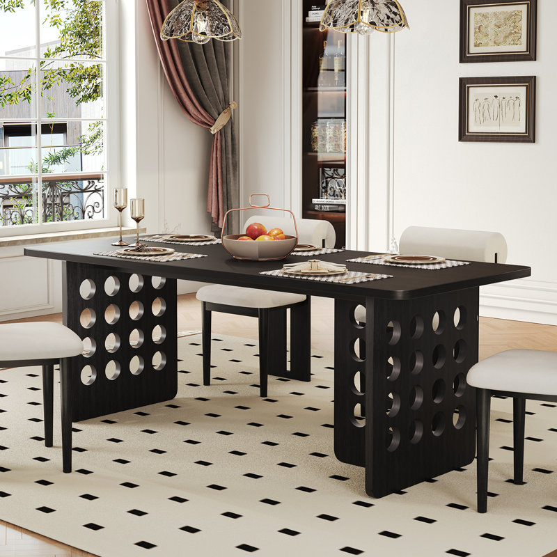 Latitude Run® 63-Inch Rectangular Wooden Dining Table with Heavy-Duty ...