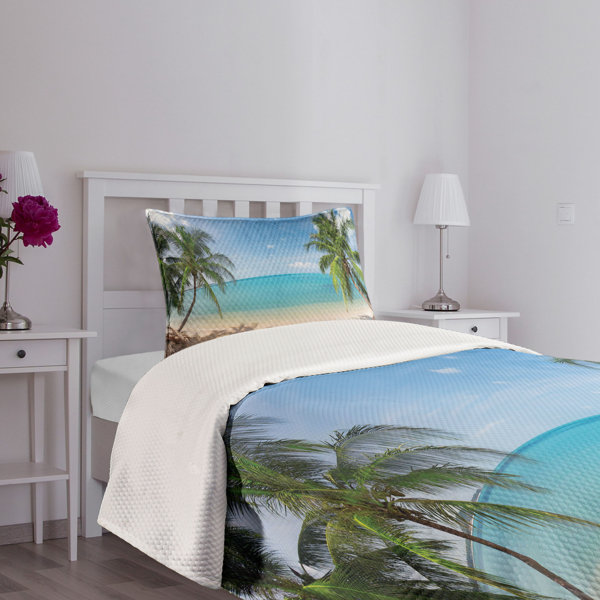 Ambesonne Exotic Bedspread Panoramic View Beach | Wayfair