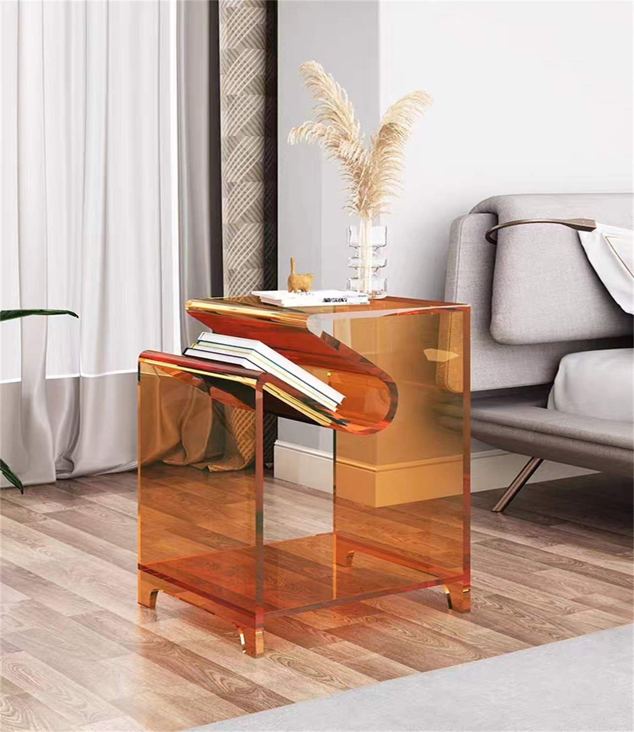 Brayden Studio Transparent Acrylic Edge Table, Bedroom Irregular Bed ...