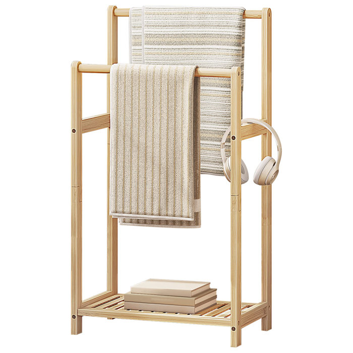 LOVE YOUR BATH LLC 2 Tier Decorative Bamboo Towel Rack, Quilt Display ...