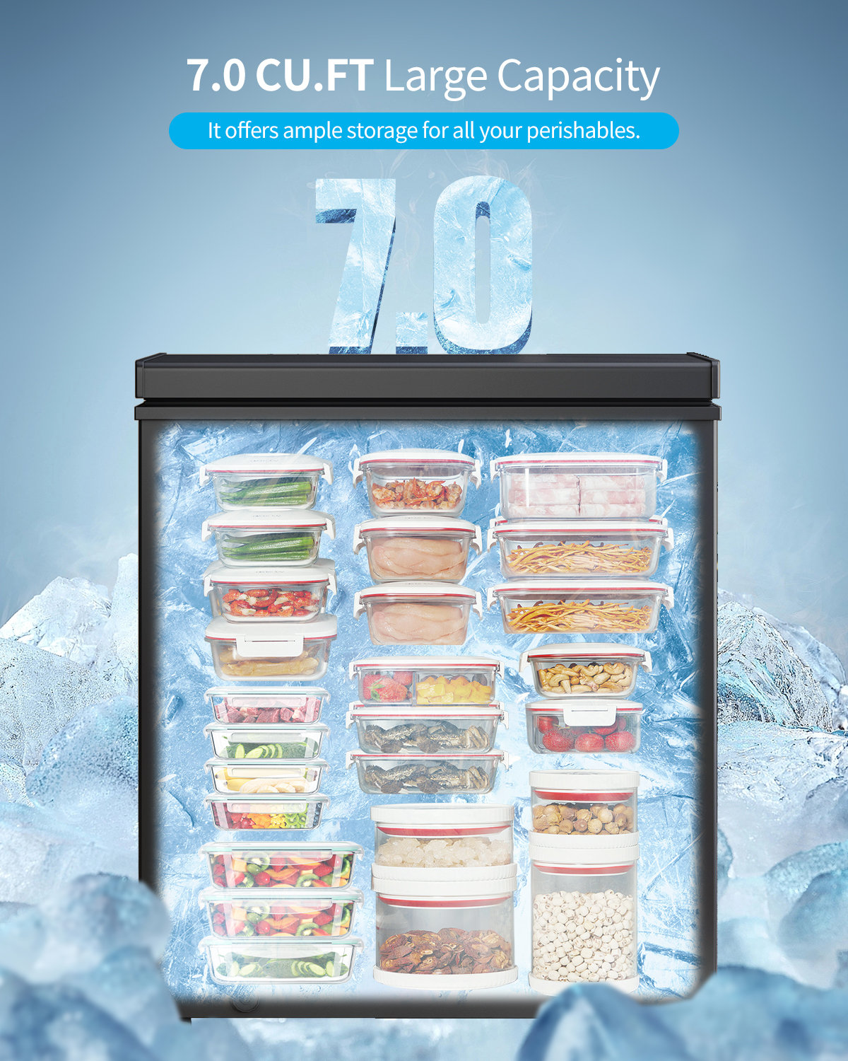 TABU 7.0 Cu Ft Garage-Ready Chest Freezer with All-Climate Compressor ...