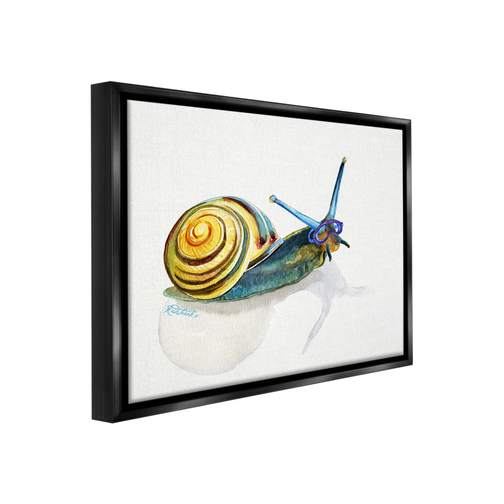 Latitude Run® " Snail Wearing Snorkel Mask Floater Frame " on Canvas ...