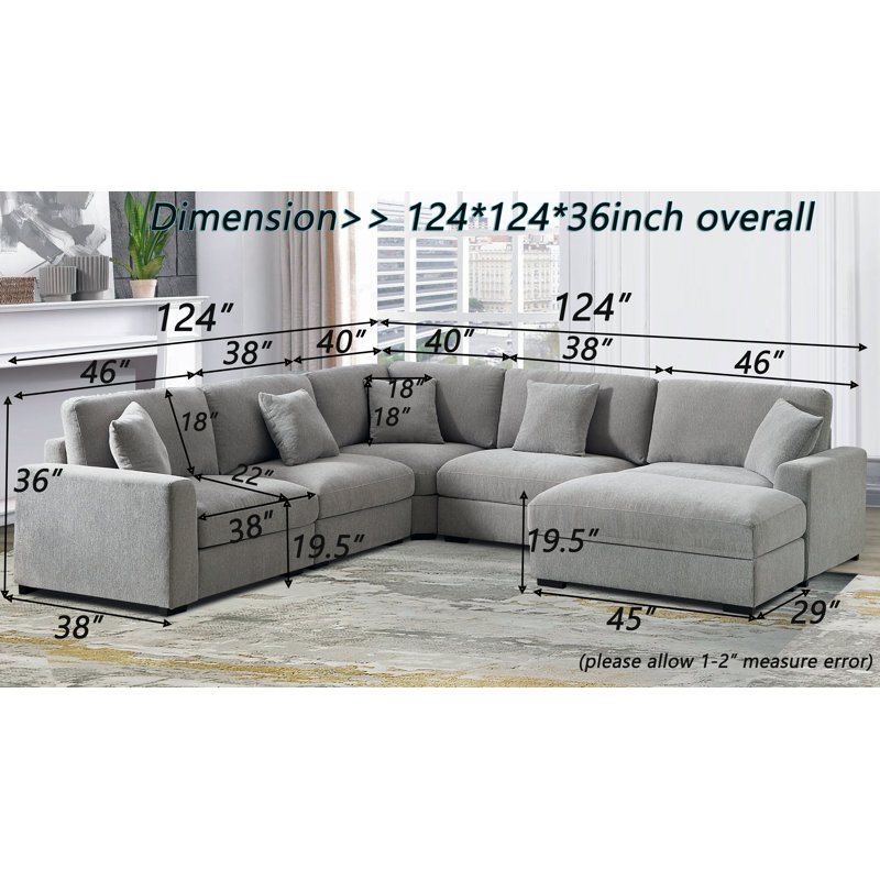 Latitude Run® Angeliah 6 Seater Reversible Upholstered Corner Sectional ...