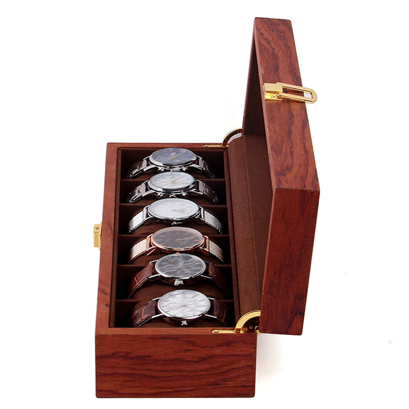 House of Hampton® 6 Slots Vintage Wooden Watch Display Box With Locking ...