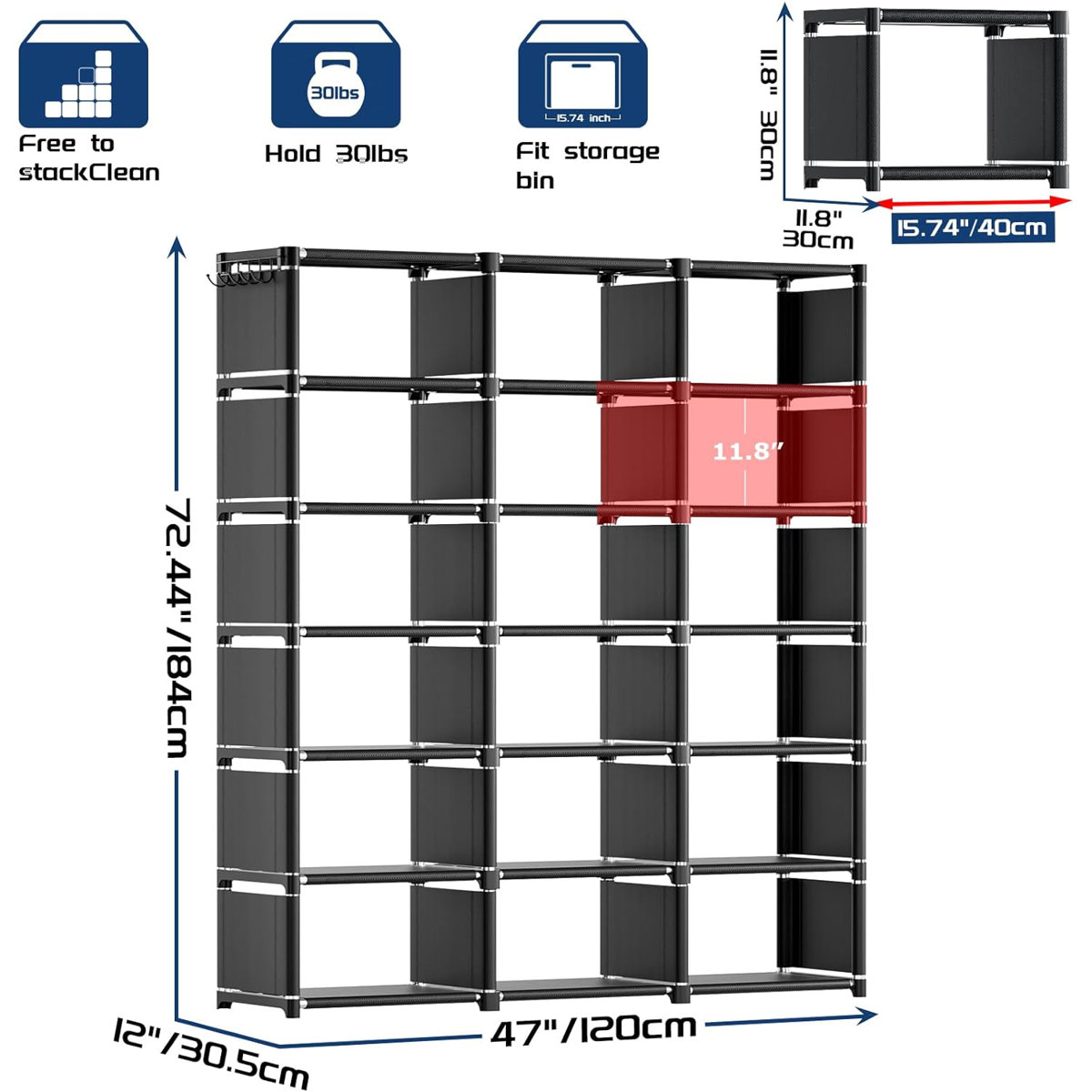 Ebern Designs Bookcase, Cube Extra Large Book Shelf, DIY Cube Storage ...