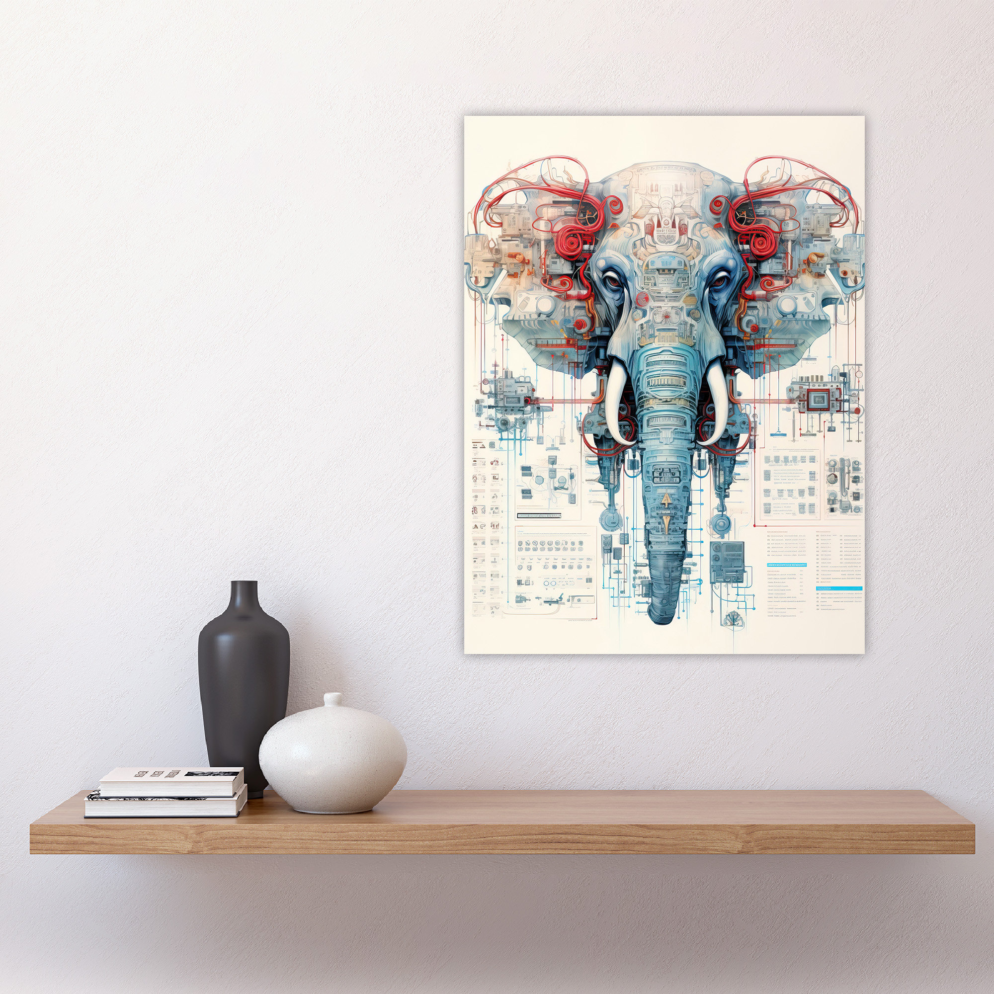 Happy Larry Wall Art Print Elephant Robot Hybrid Schematic Futuristic ...