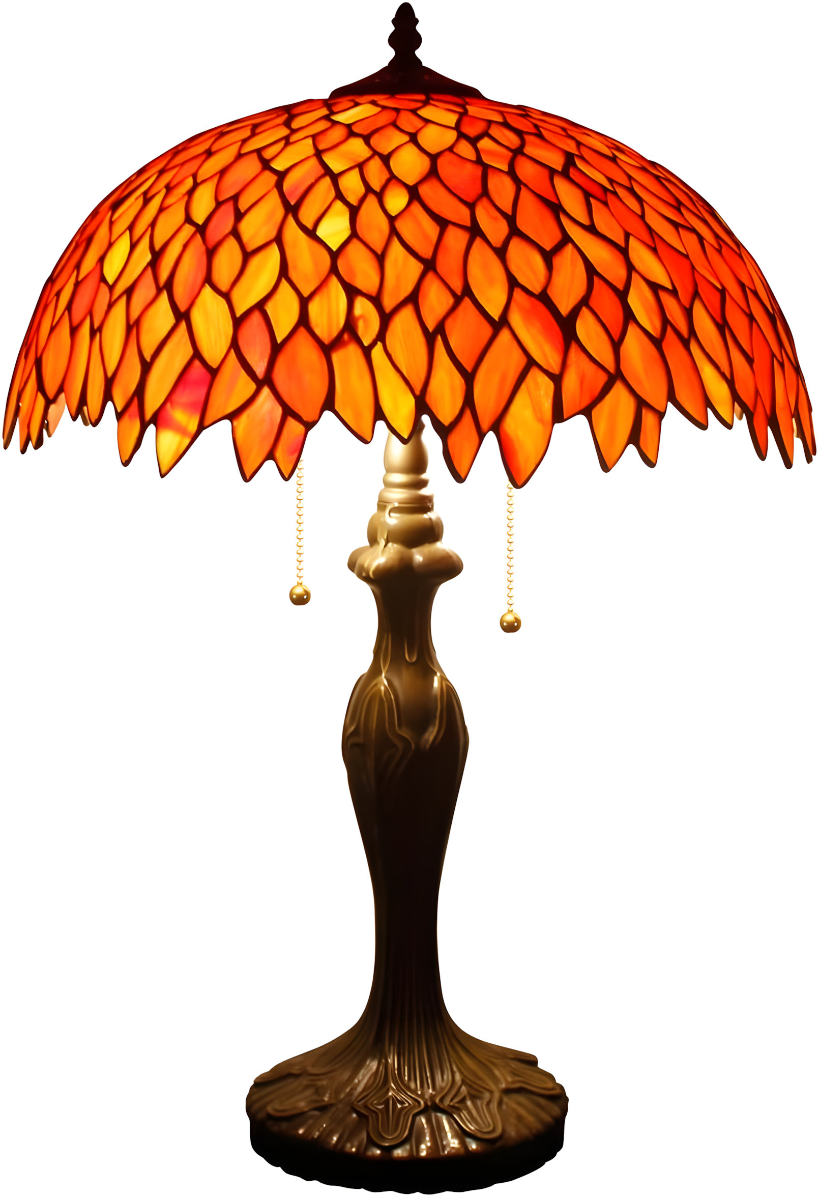 BEAUTY DEPOT 16-Inch Tiffany Style Stained Glass Table Lamp, Orange Red ...