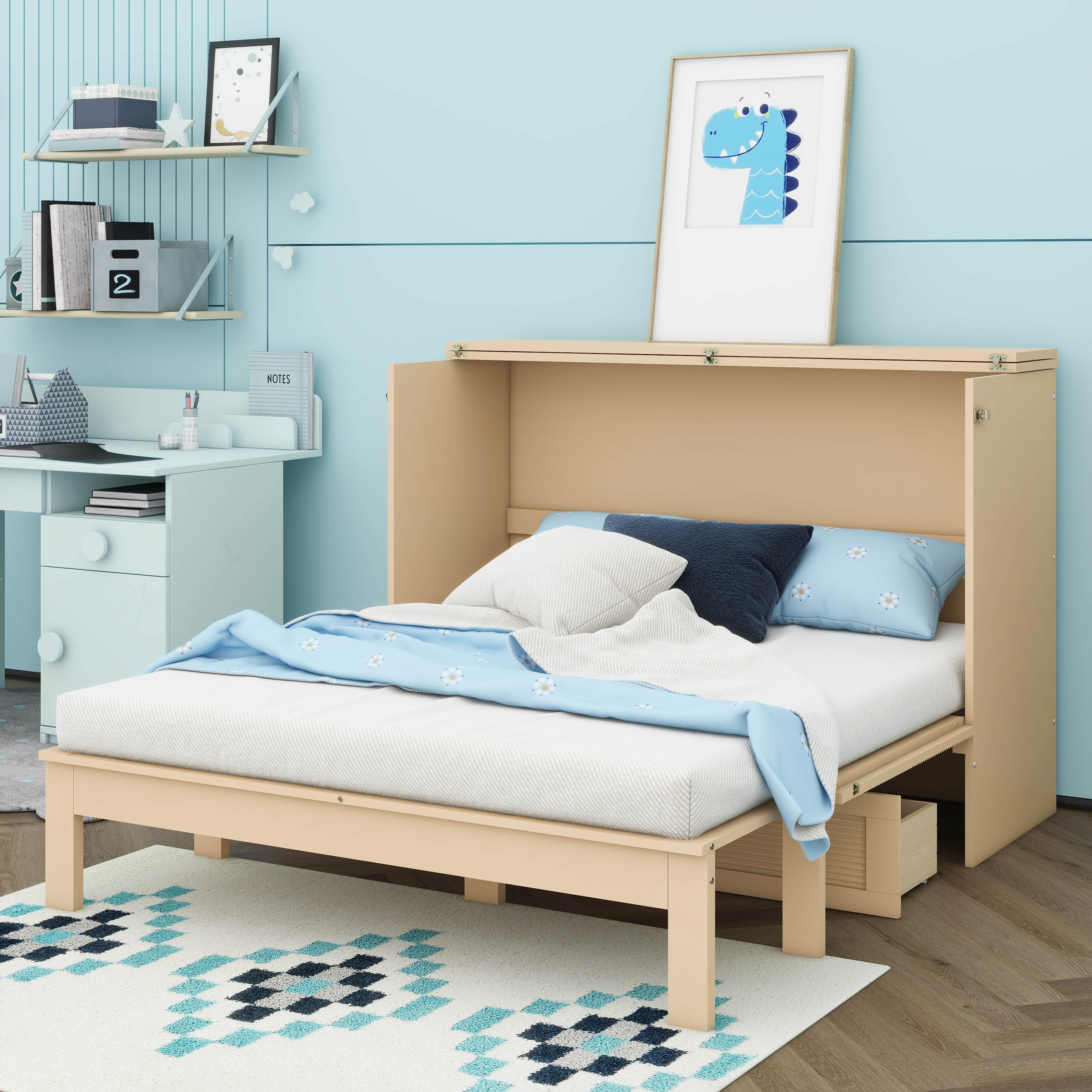 Latitude Run® Practical Murphy Bed Featuring Integrated Drawers And USB ...