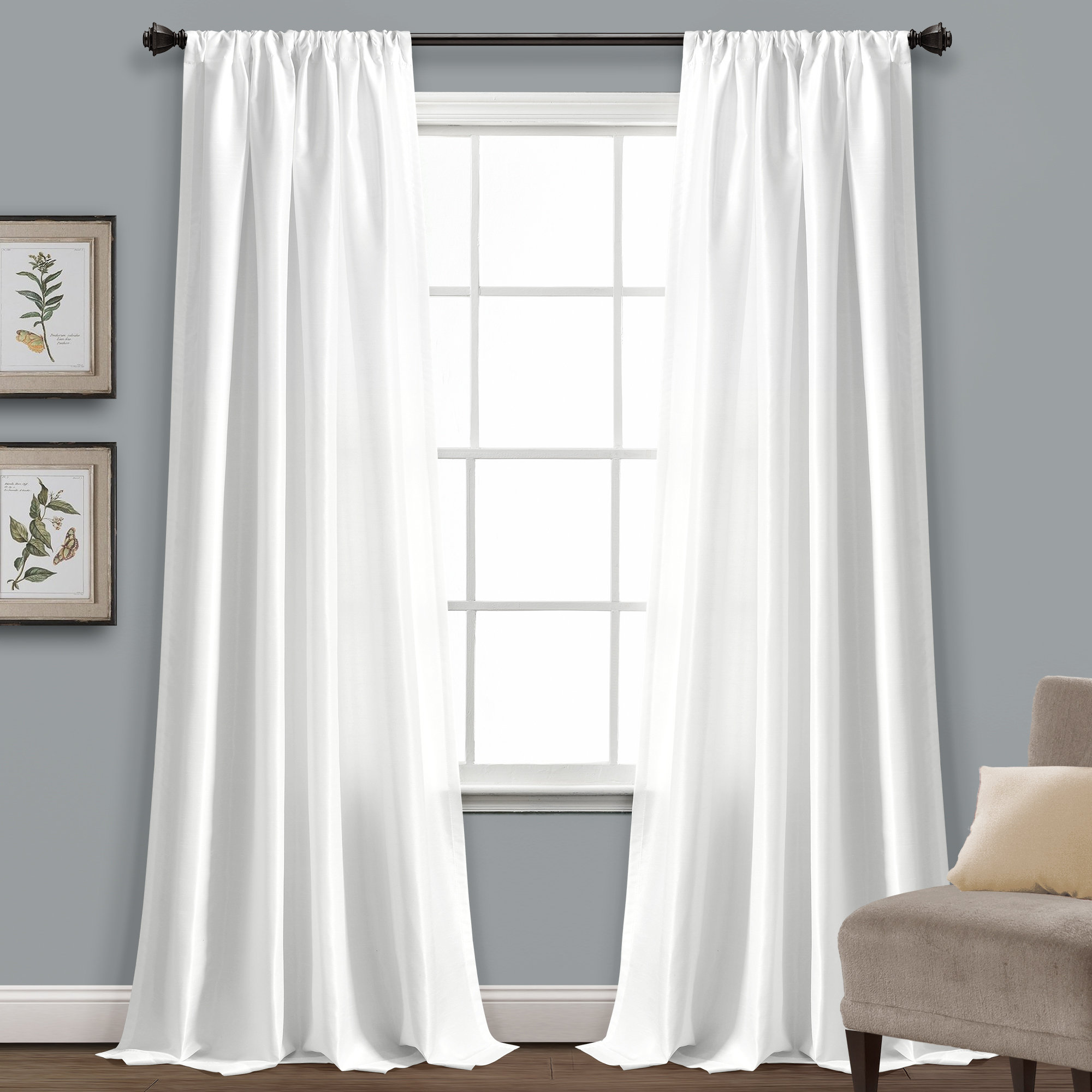 Lush Decor Venetian Solid Color Sheer Rod Pocket Single Curtain Panel ...
