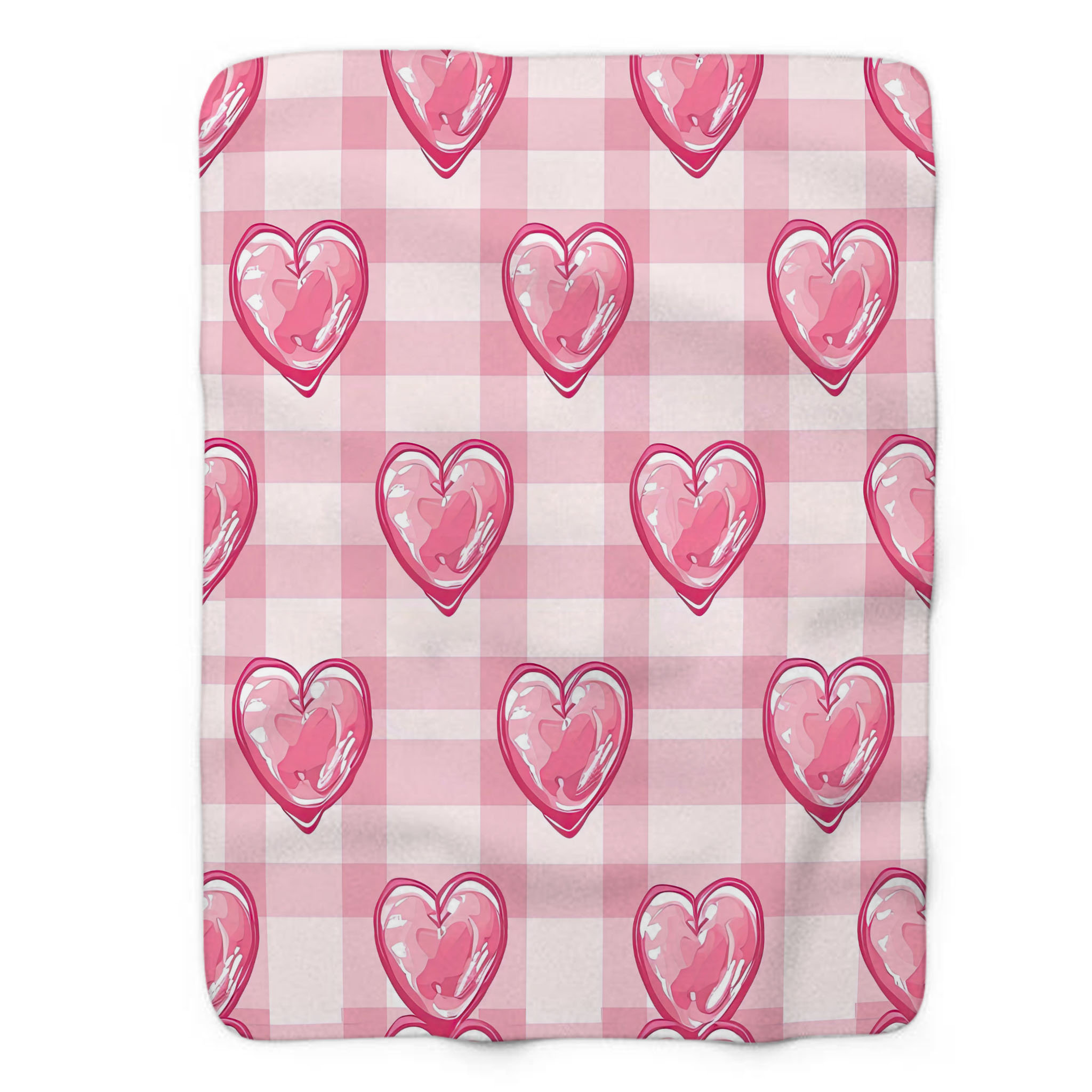 MentionedYou Heartfelt Pink Check - 1 Piece Premium Sherpa Blanket ...