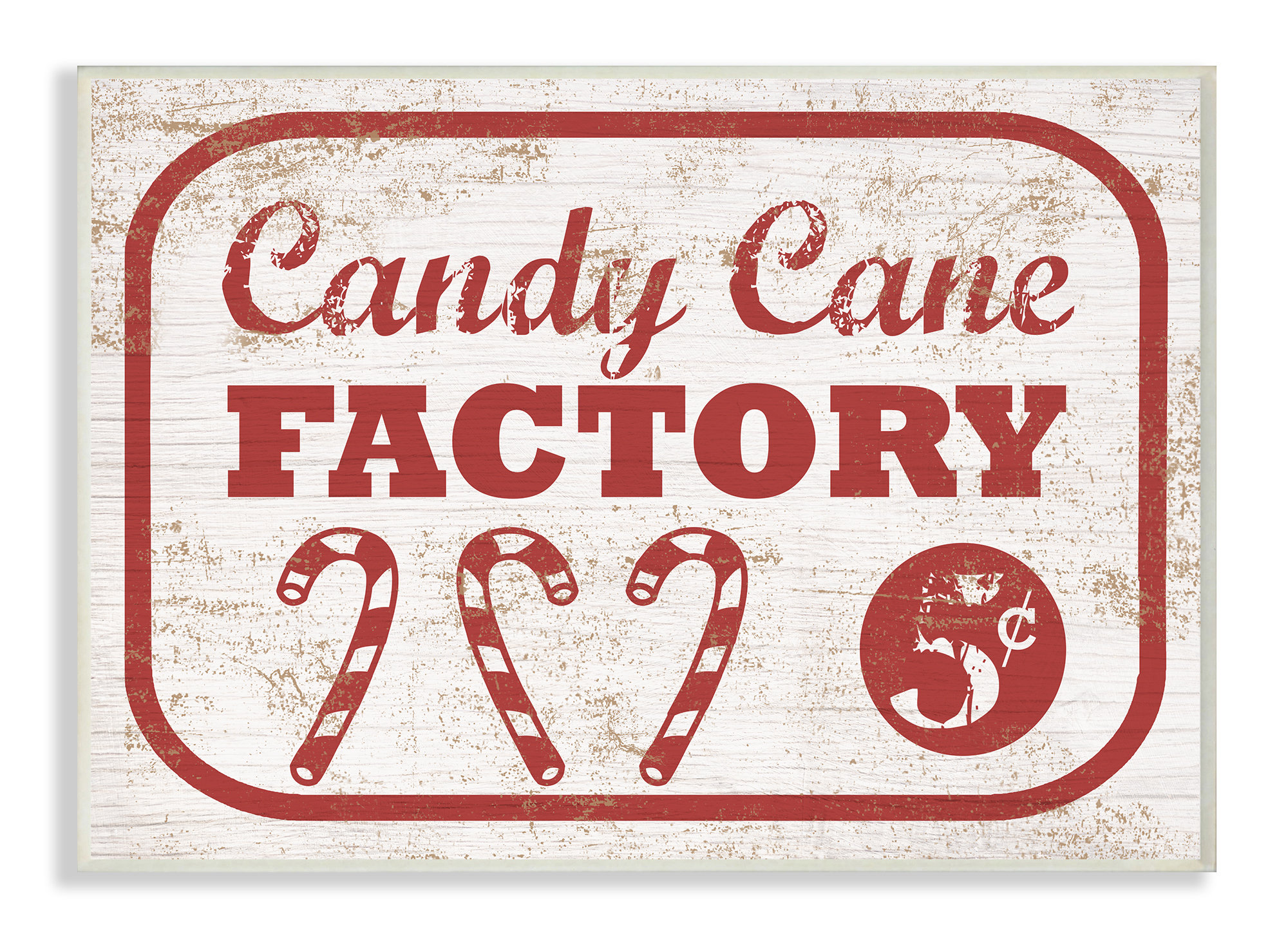 The Holiday Aisle® Holiday Distressed Vintage Sign Candy Cane Factory ...