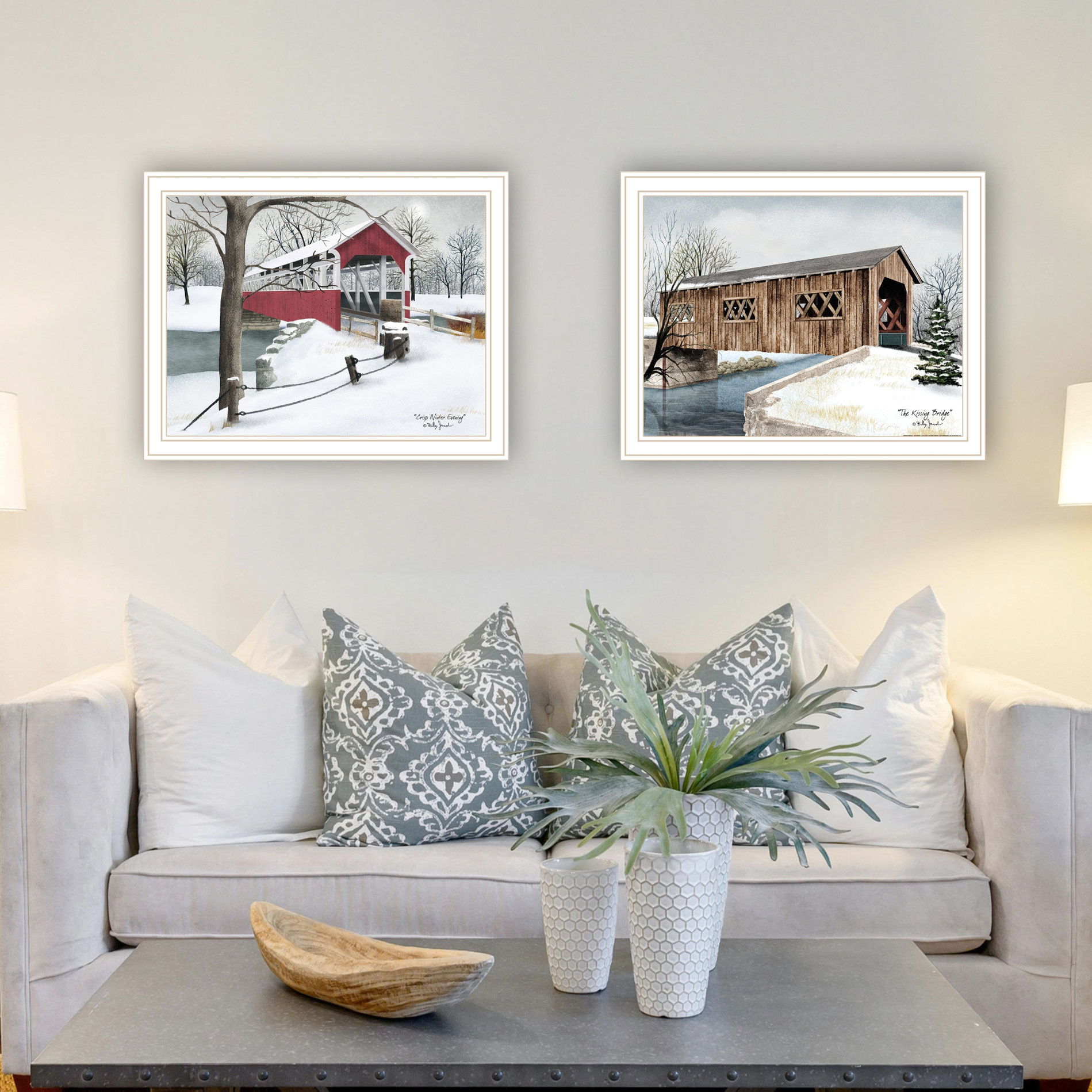 Red Barrel Studio® Decor 4U 2 Winter Covered Bridges Wall Art. Refresh ...