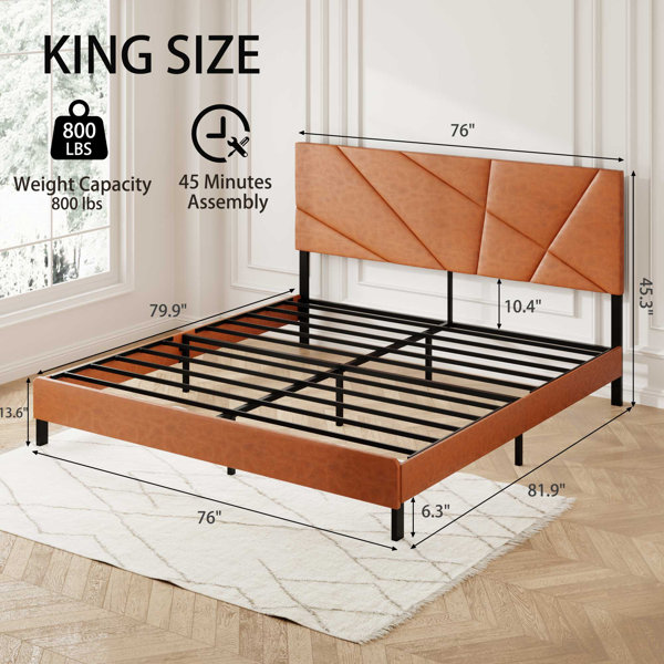 Ebern Designs Structure de lit plateforme en métal avec rangement sous ...