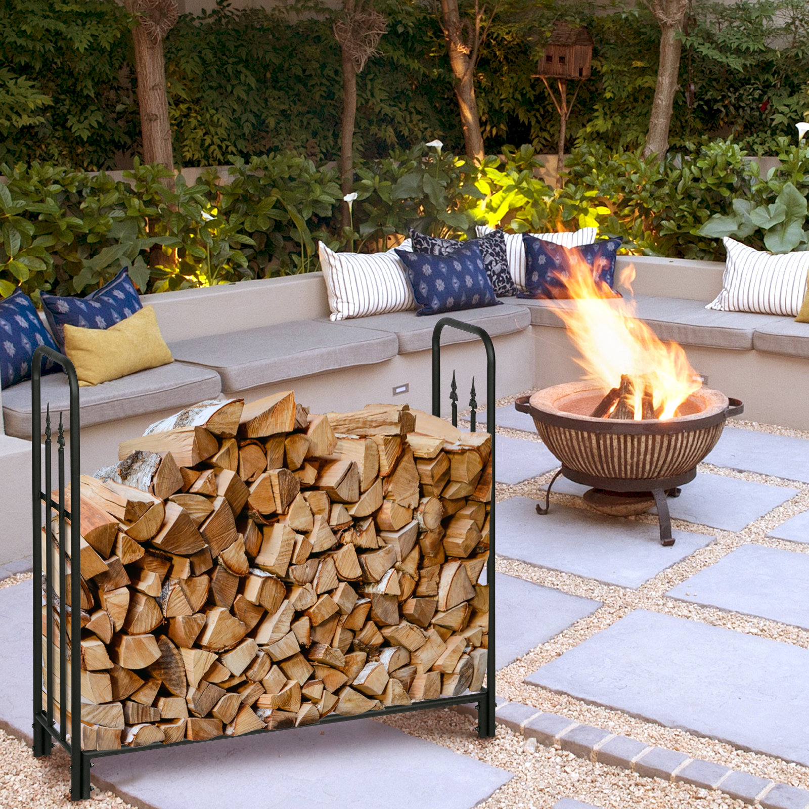 Red Barrel Studio® 45.7'' W Metal Log Rack & Reviews | Wayfair