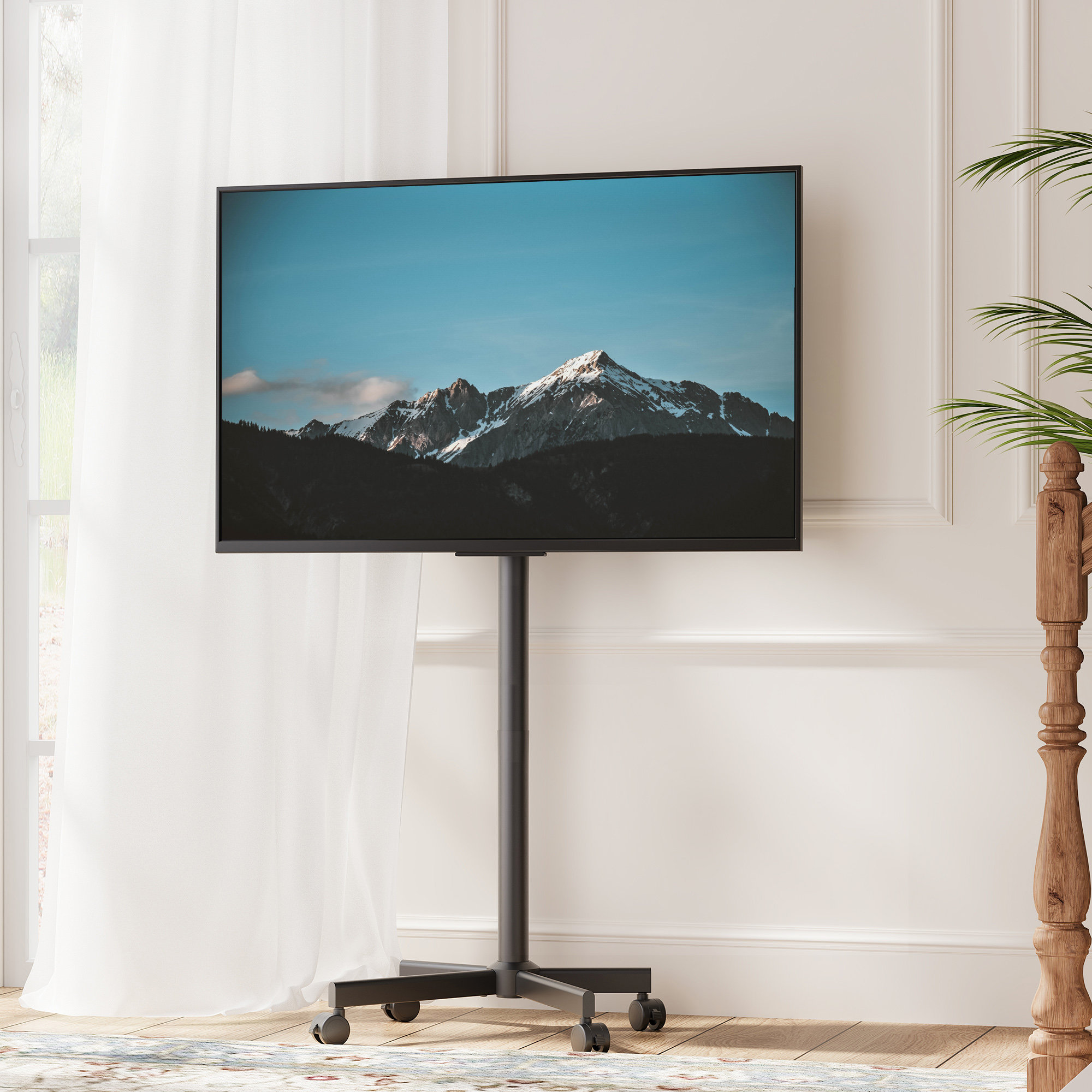 Wrought Studio™ Modern Rolling TV Stand With Wheels Mobile TV Cart for ...