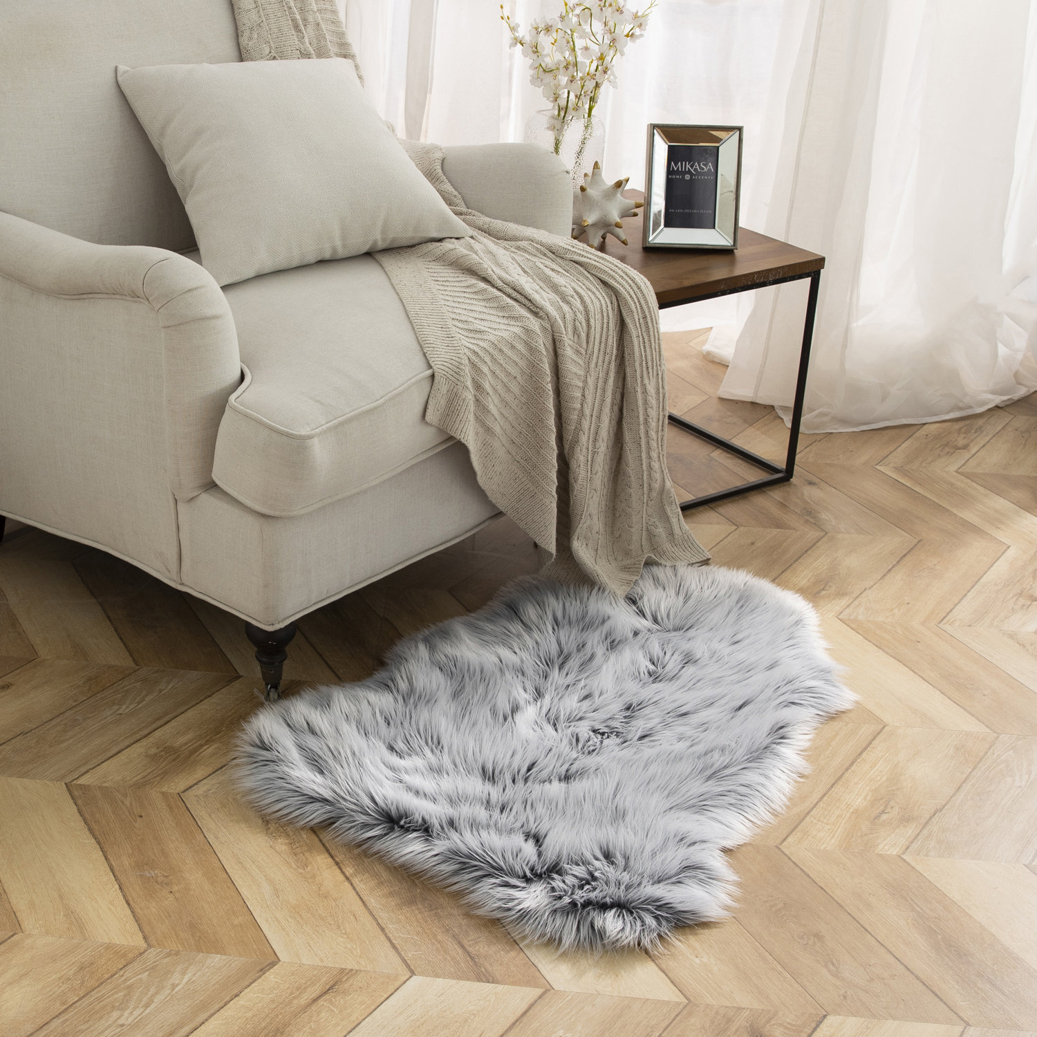 Mercer41 Soft Faux Sheepskin Fur Series Fluffy Decorative Indoor Shag ...