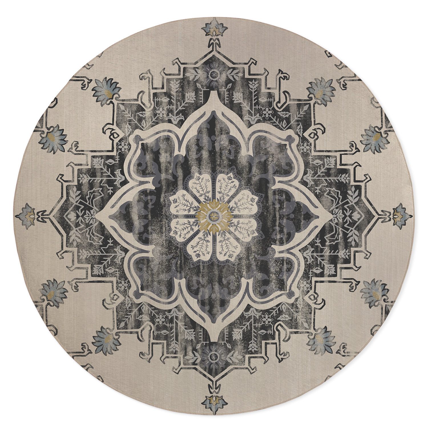 Bungalow Rose Floral Machine Woven Round 5' Polyester in door / Outdoor ...