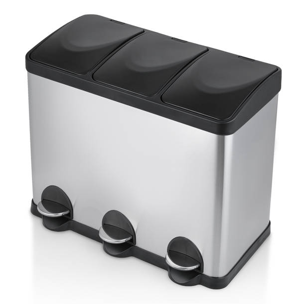 Giantx Steel Step On Multi-Compartments Trash & Recycling Bin ( 12 ...