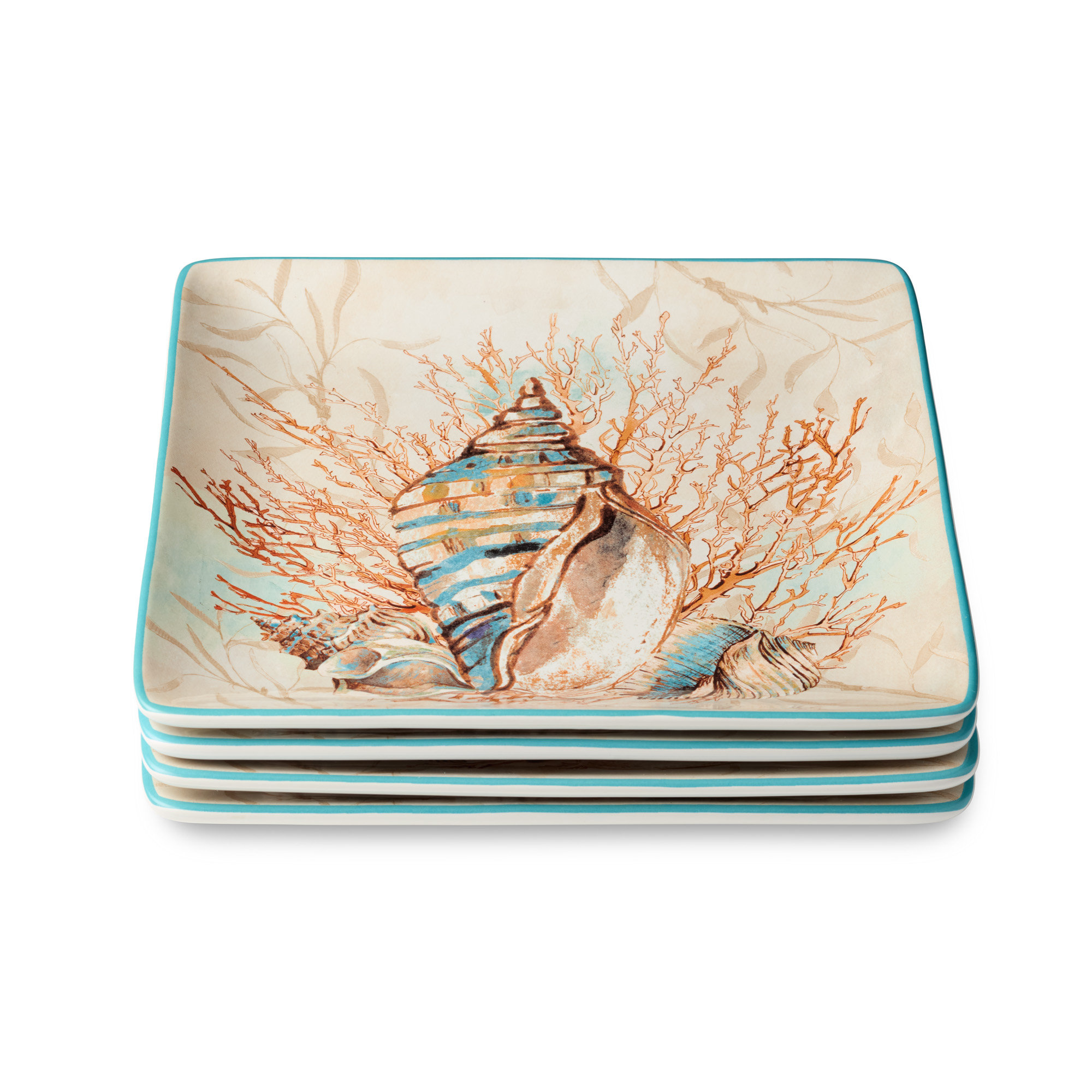 Certified International Escape to the Sea 10.5-Inch Dinner Plates, Set ...
