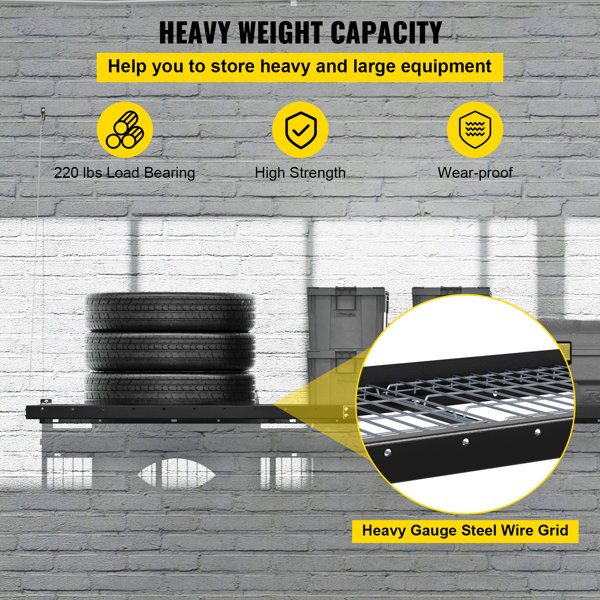 VEVOR Upgrade Garage Wall Shelf 2 x 8 ft Garage Shelving Wall Mounted ...