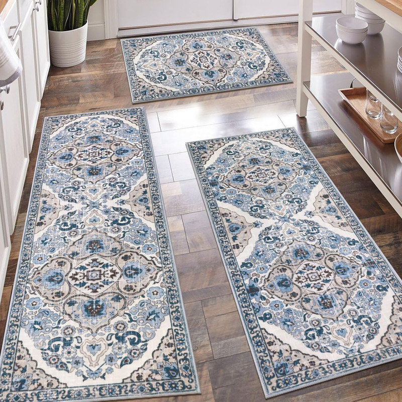 Bungalow Rose Kitchen Rugs Sets of 3 Non Slip Washable Kitchen Rugs and ...