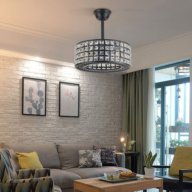 Millwood Pines Hatwell 18'' Industrial Crystal Ceiling Fan with Remote ...