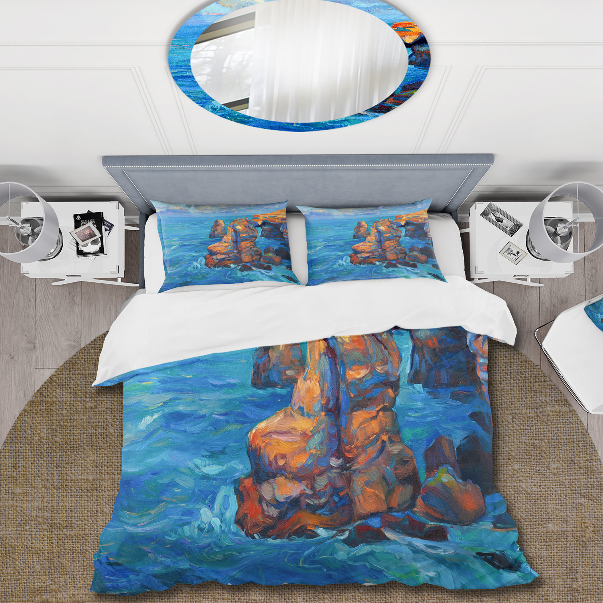 Design Art Cliffs By The Blue Ocean - Nautical & Coastal Duvet Cover ...