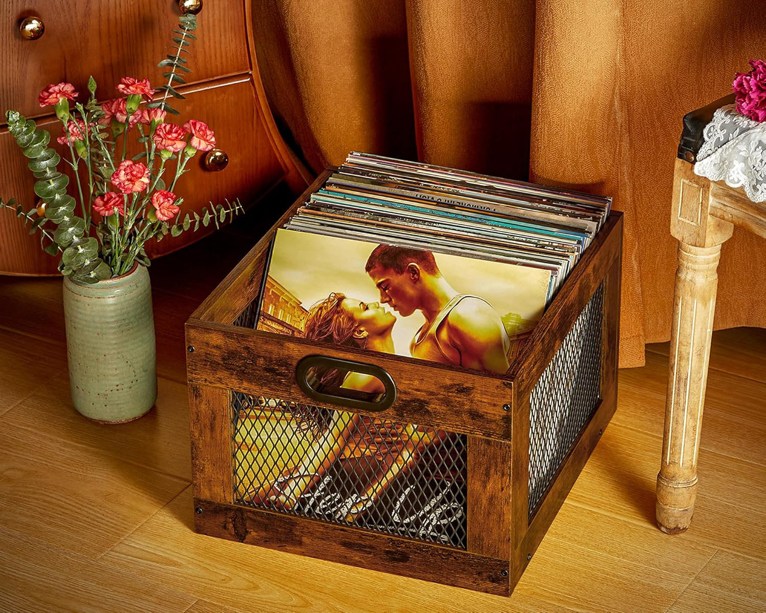 17 Stories Vinyl Record Storage Crate Wooden Record Holder, Classic ...